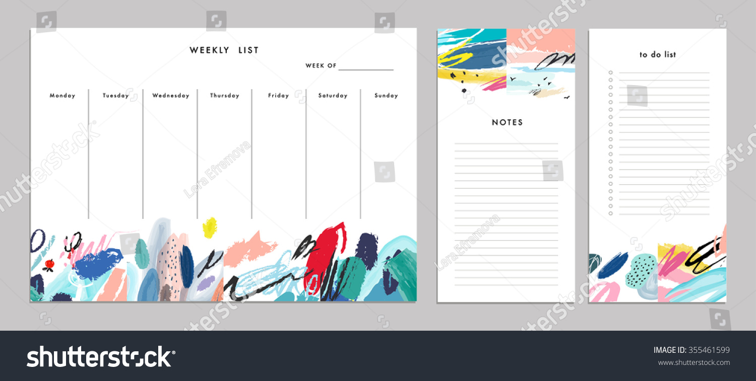 Weekly Planner Template Organizer Schedule Notes: vector de stock ...