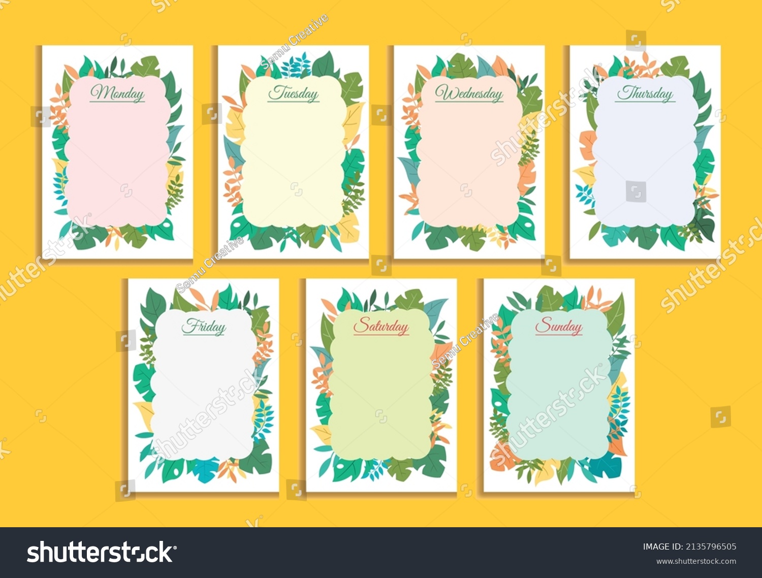 Weekly Planner Template Natural Theme Stock Vector (Royalty Free ...