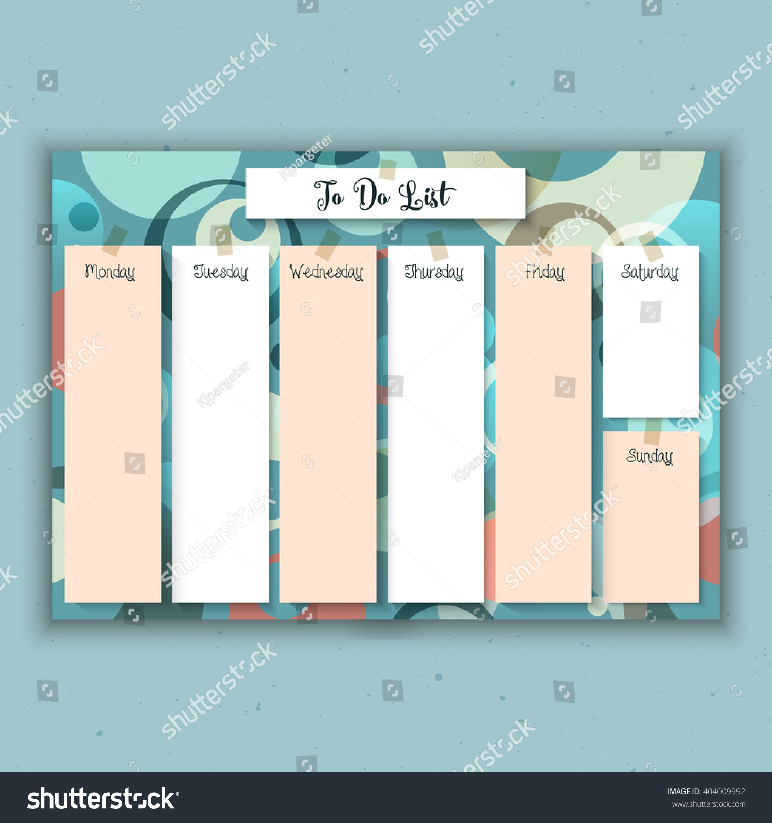 Weekly Planner Retro Design Stock Vector (Royalty Free) 404009992 ...