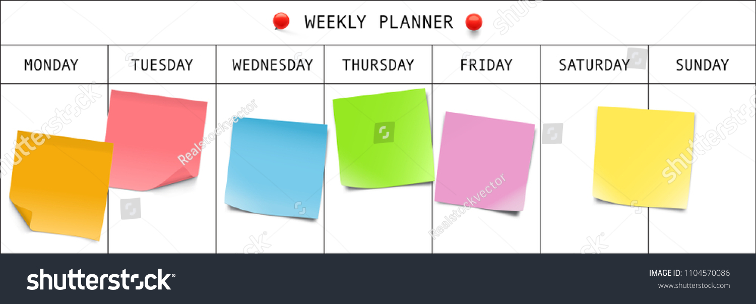 Weekly Planner Memory Notes Vector Illustration Stock Vector (Royalty ...