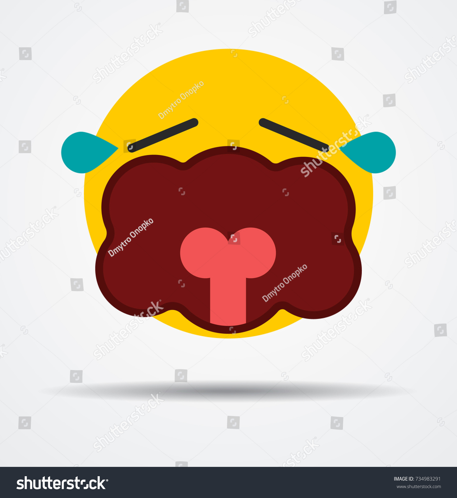 Weeping Emoticon Flat Design Stock Vector (Royalty Free) 734983291