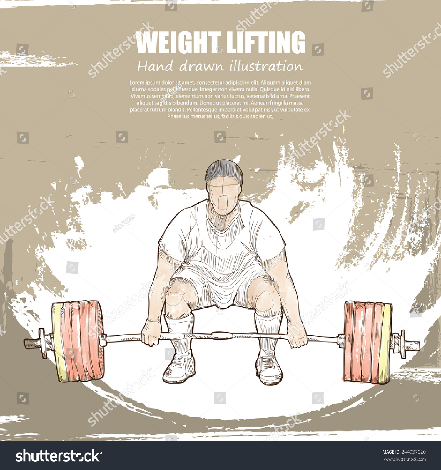 Weight Lifting Background Design Hand Drawn Stock Vector (Royalty Free ...