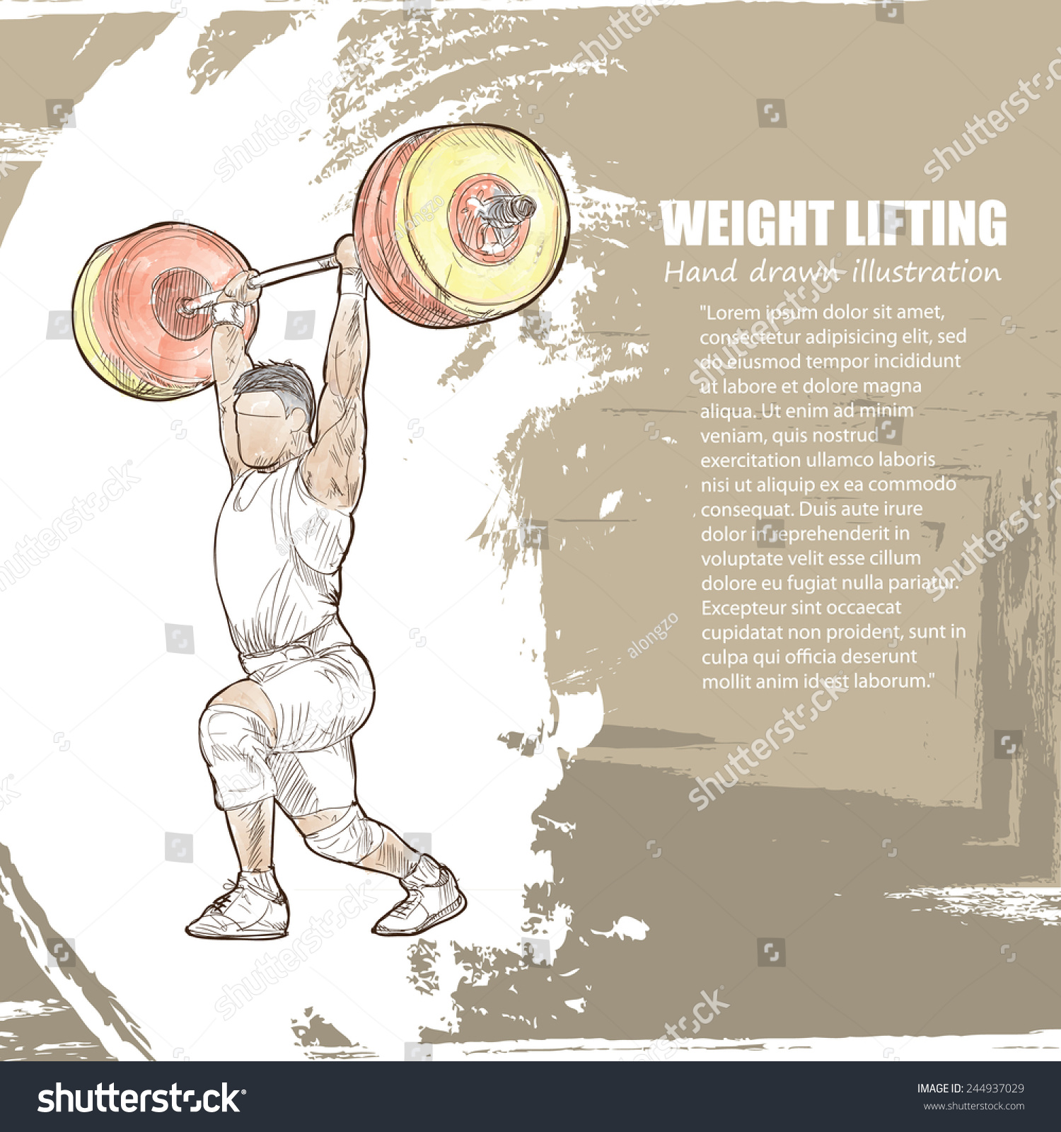 Weight Lifting Background Design Hand Drawn: เวกเตอร์สต็อก (ปลอดค่า ...