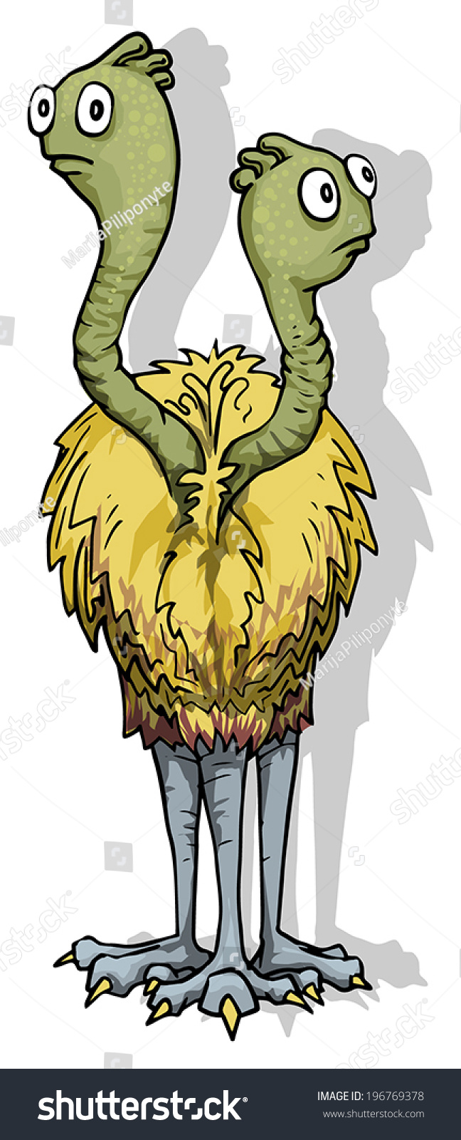 Vektor Stok Weird Two Headed Alien Monster Vector (Tanpa Royalti ...