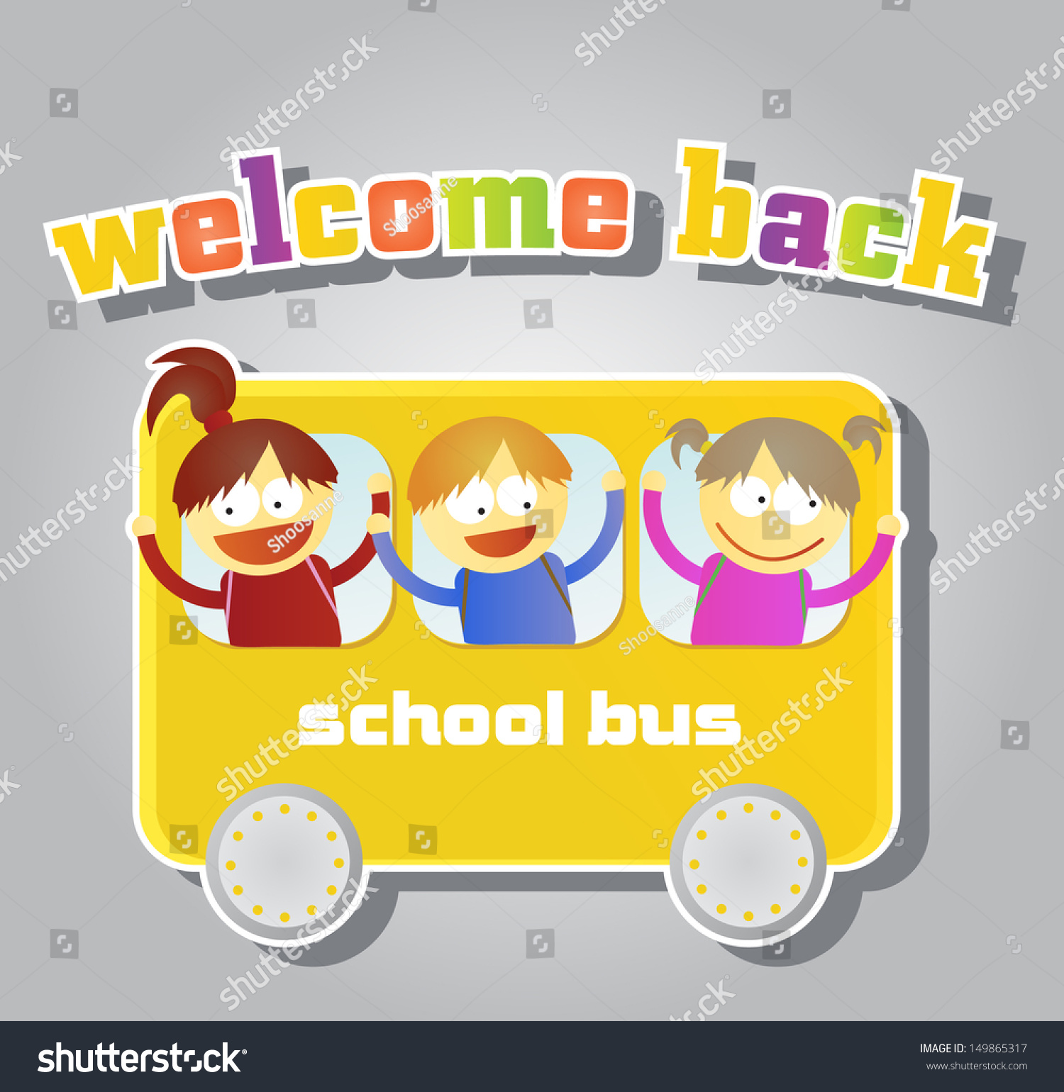 Welcome Back Happy Children School Bus: เวกเตอร์สต็อก (ปลอดค่าลิขสิทธิ์ ...