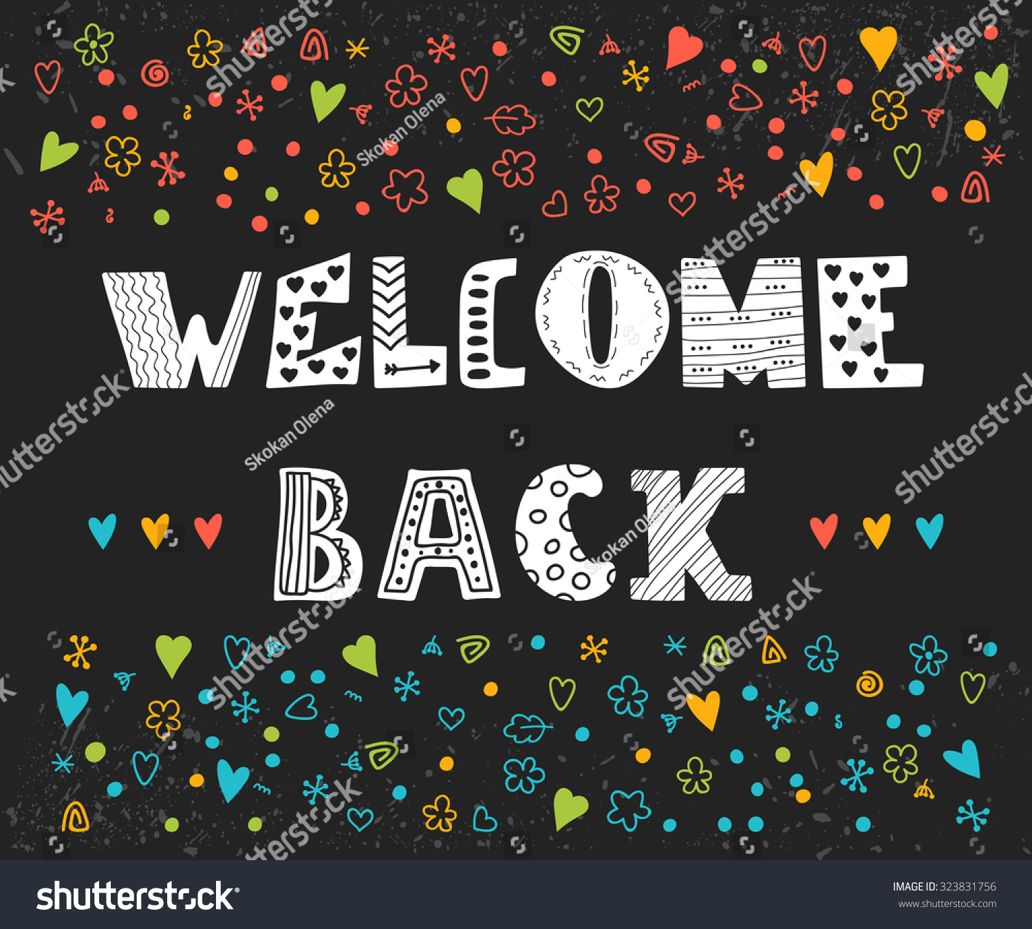 Welcome Back Lettering Text Hand Drawn: เวกเตอร์สต็อก (ปลอดค่าลิขสิทธิ์ ...