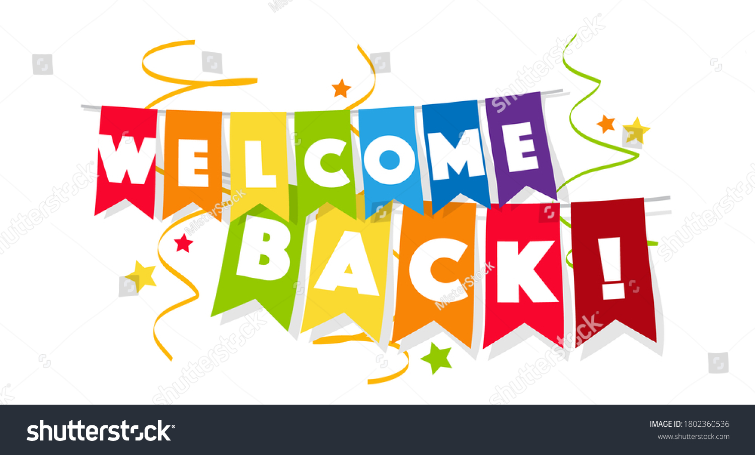 Welcome Back On Colorful Garlands Stock Vector Royalty Free 1802360536