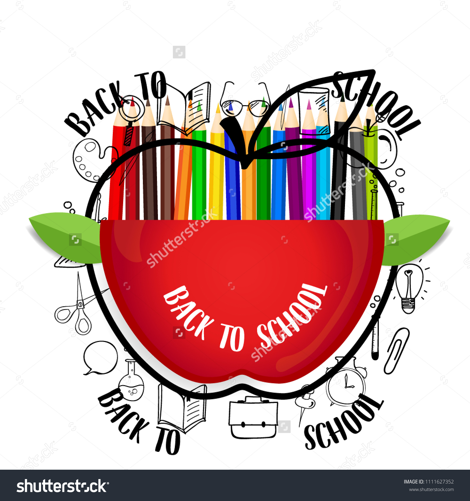 Welcome Back School Vector Illustration: เวกเตอร์สต็อก (ปลอดค่า ...