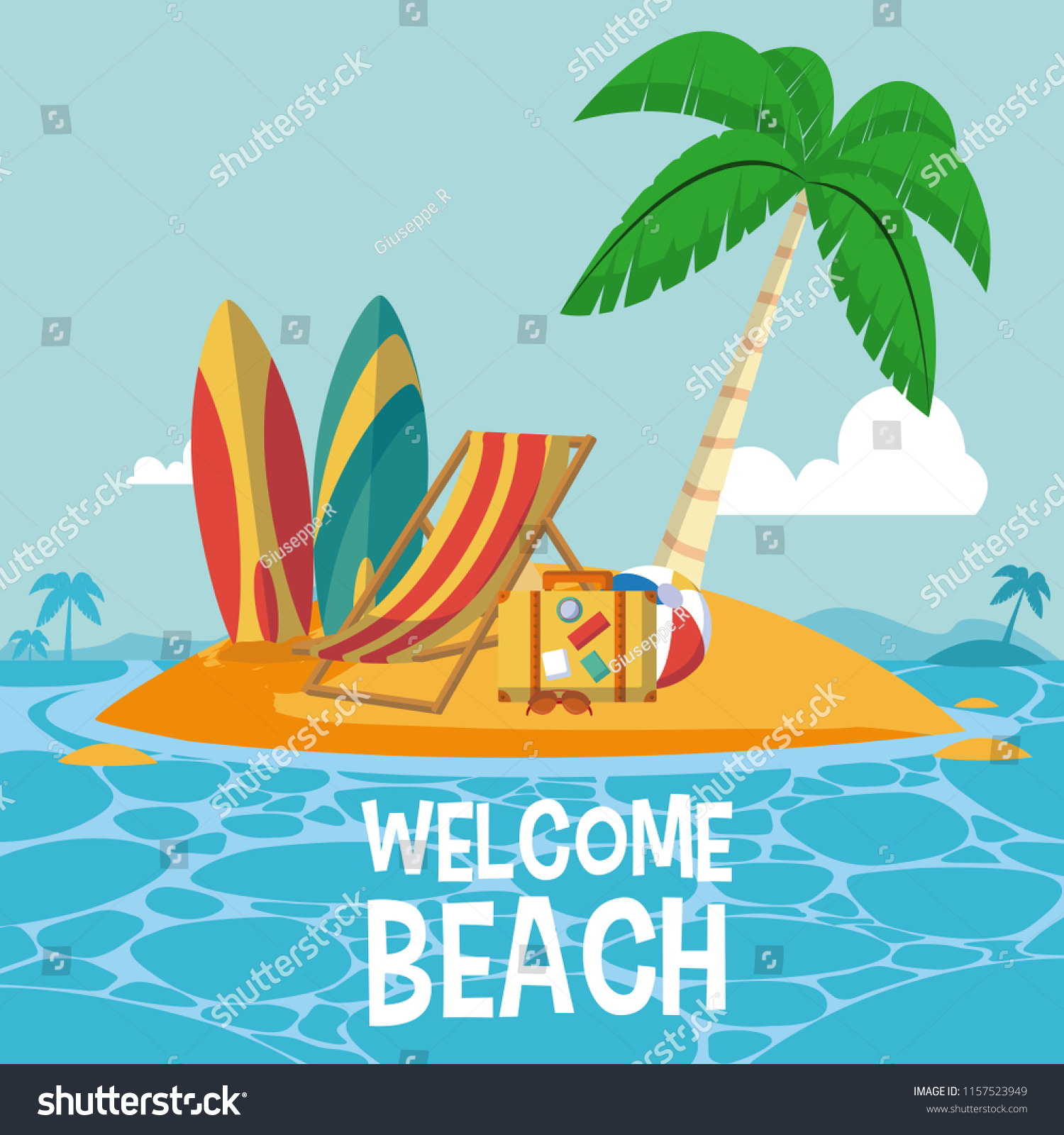 Welcome Beach Card Stock Vector (Royalty Free) 1157523949 | Shutterstock