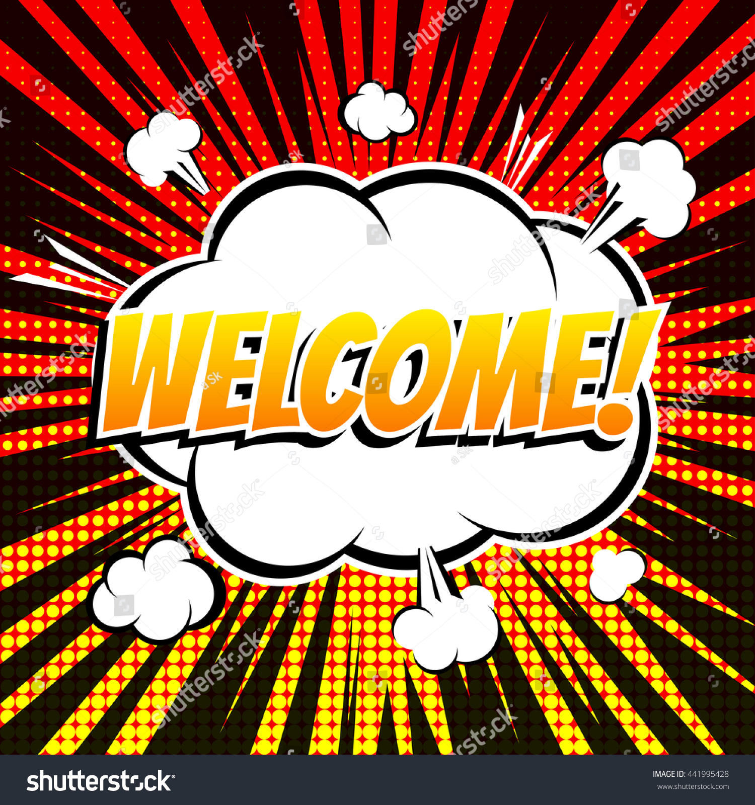 Welcome Comic Book Bubble Text Retro Stock Vector (Royalty Free ...