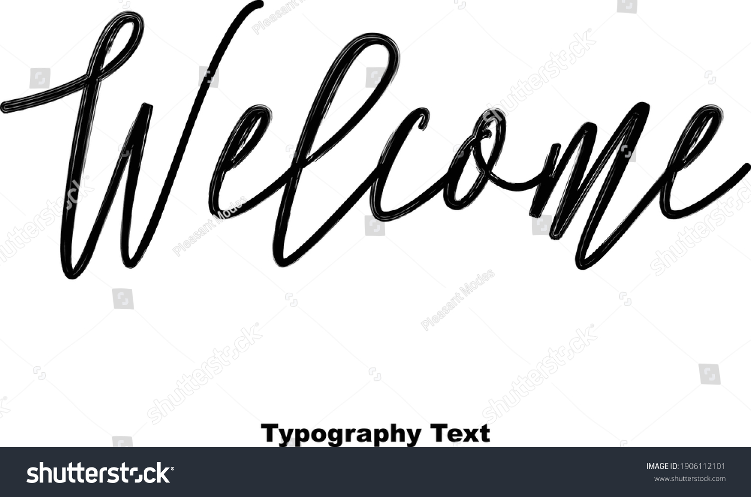 Welcome Cursive Handwritten Font Typography Text: เวกเตอร์สต็อก (ปลอด ...