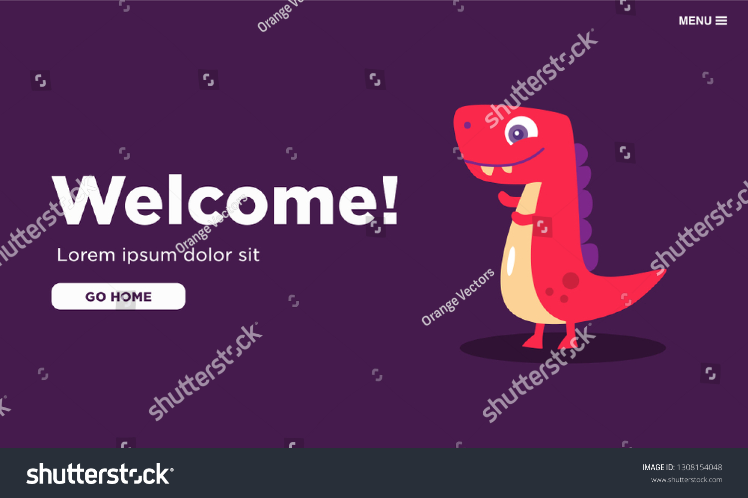 Welcome Interface Design Cute Dinosaur Vector: เวกเตอร์สต็อก (ปลอดค่า ...
