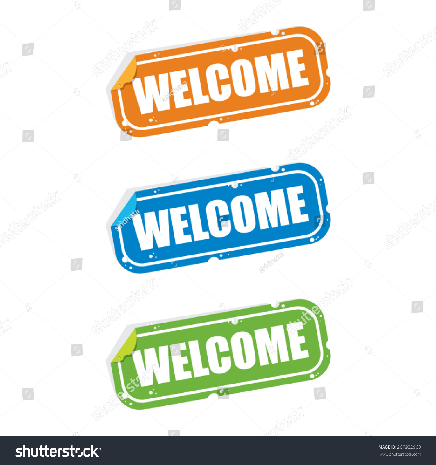 Welcome Sticker Labels Stock Vector (Royalty Free) 267932960 | Shutterstock