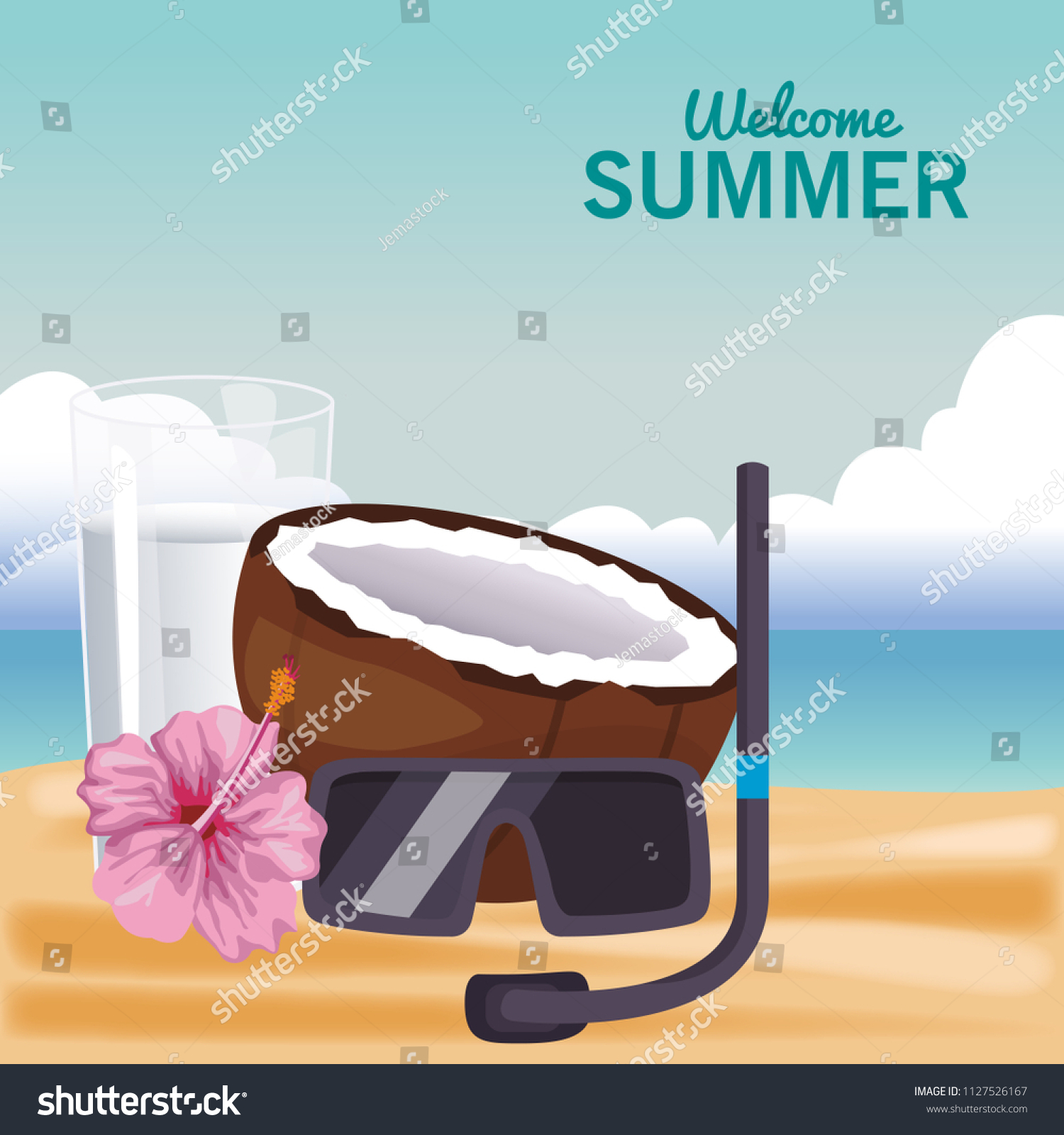 Welcome Summer Cartoons Stock Vector (Royalty Free) 1127526167