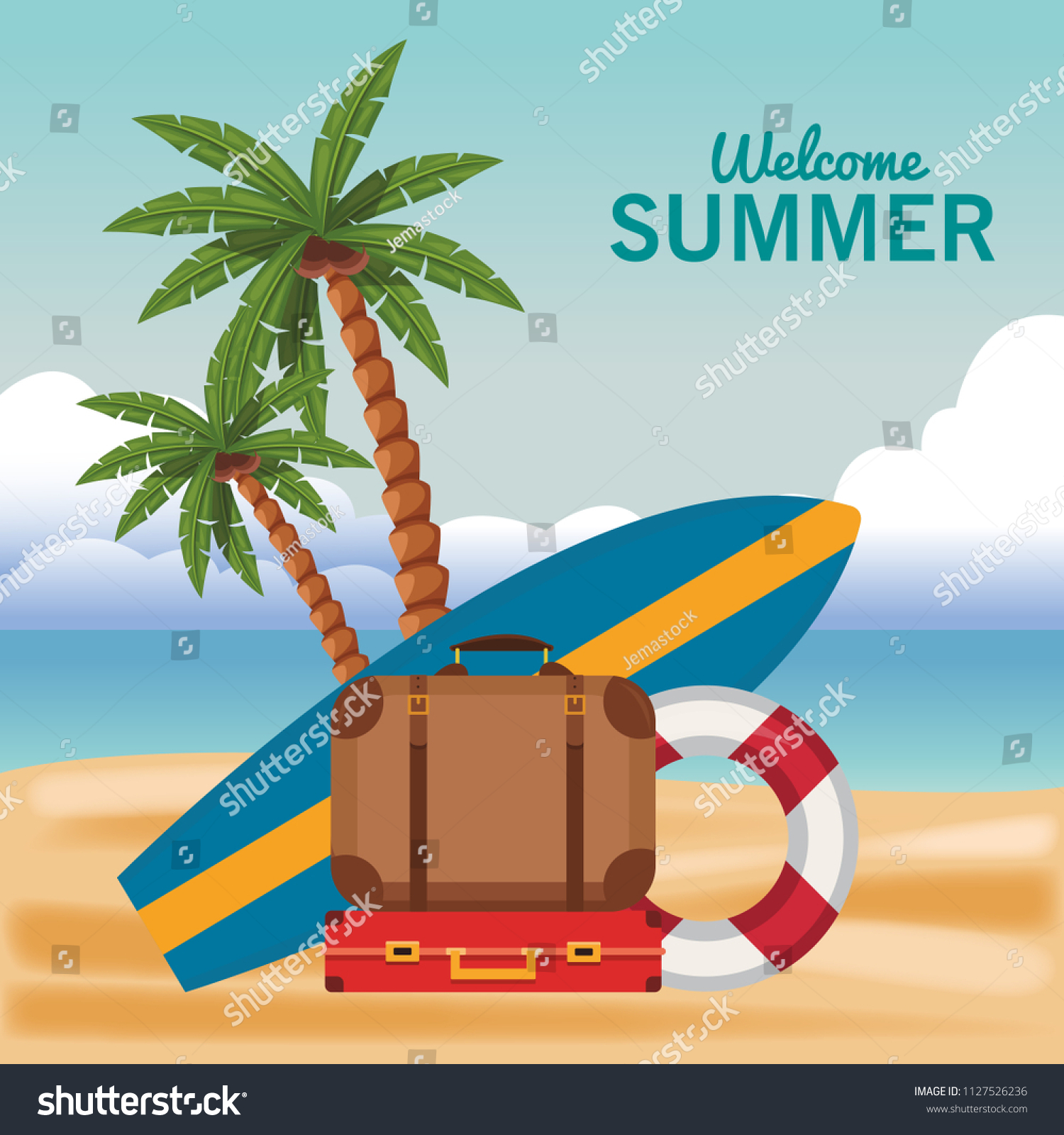 Welcome Summer Cartoons Stock Vector (Royalty Free) 1127526236 ...