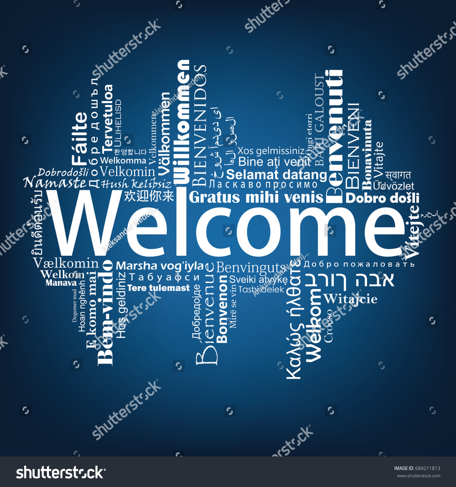 Welcome Tag Cloud Different Languages Vector 库存矢量图（免版税）684211813 ...