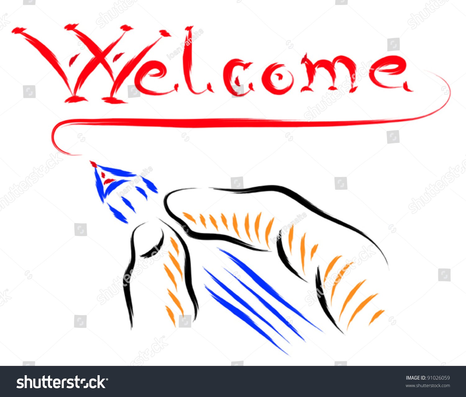 Welcome Text Hand Written Illustration Stock Vector (Royalty Free) 91026059
