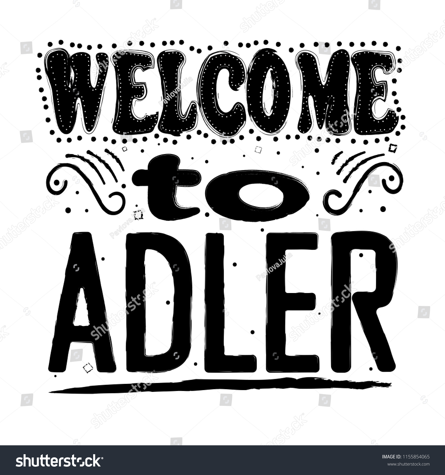 Welcome Adler Hand Drawing Isolate Lettering: เวกเตอร์สต็อก (ปลอดค่า ...