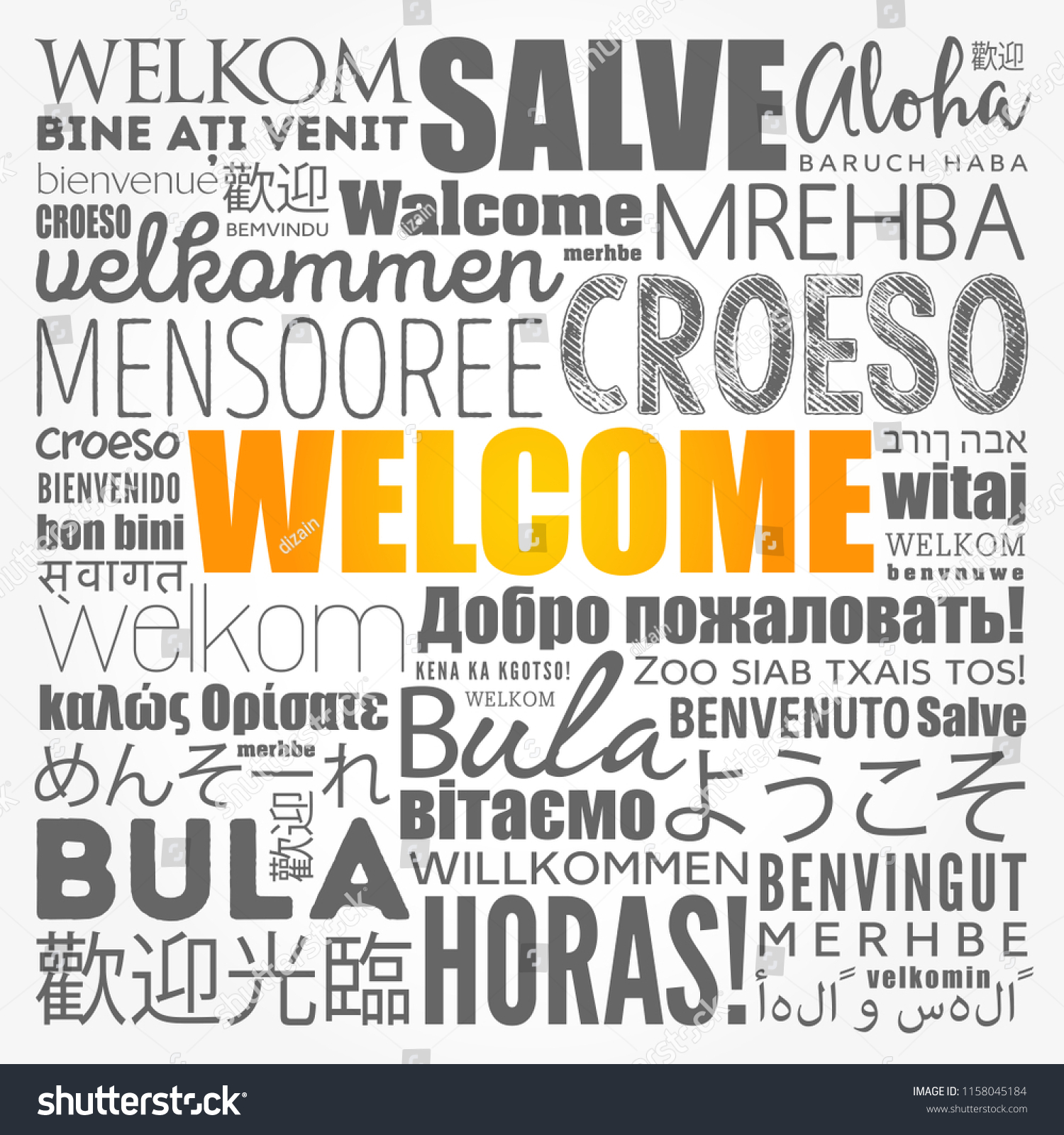Welcome Word Cloud Different Languages Concept: Vector có sẵn (miễn phí ...