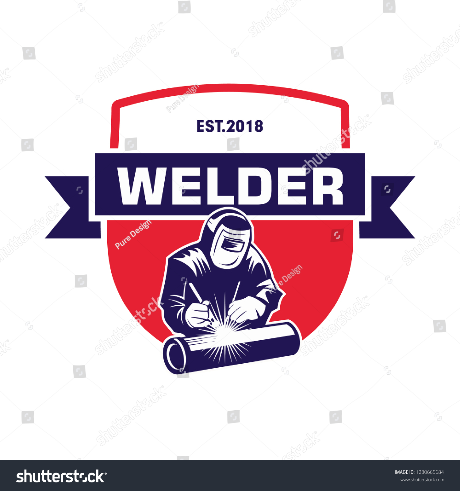 Welder Logo Welding Emblem: vector de stock (libre de regalías) 1280665684