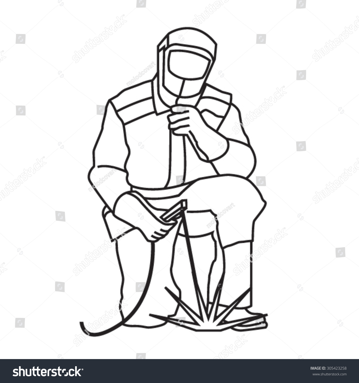 Welder Vector Outline Drawing: เวกเตอร์สต็อก (ปลอดค่าลิขสิทธิ์ ...