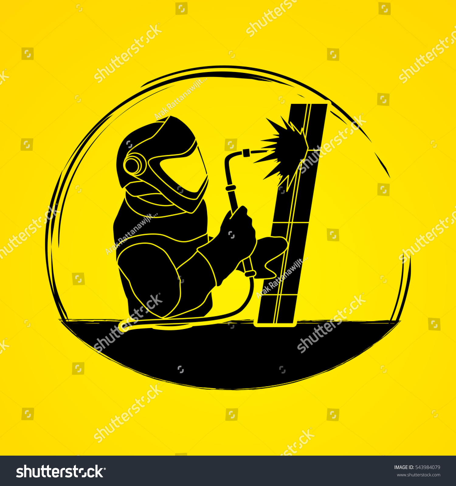 Welder Working Graphic Vector Stock Vector (Royalty Free) 543984079