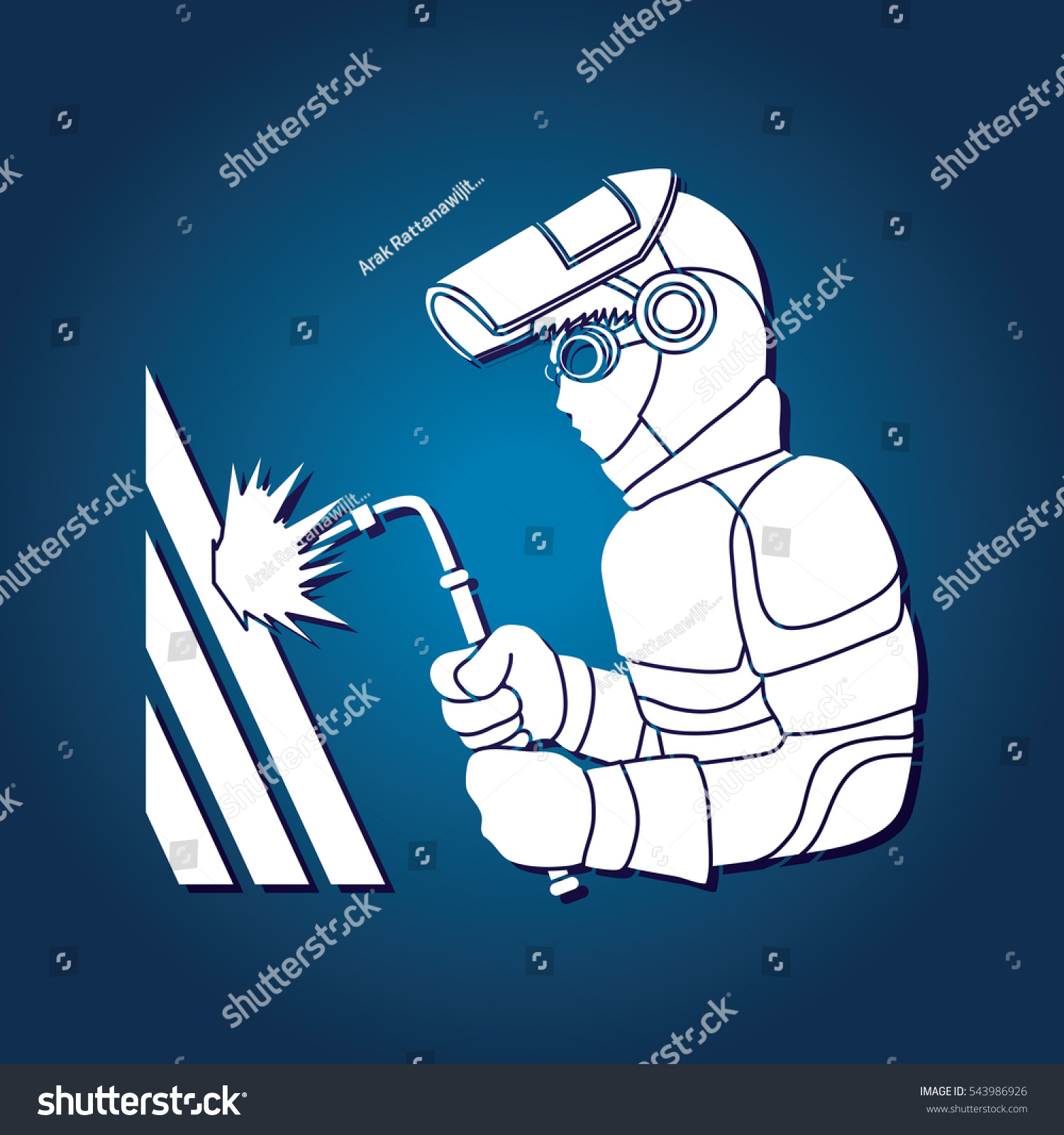 Welder Working Graphic Vector Stock Vector (Royalty Free) 543986926 ...