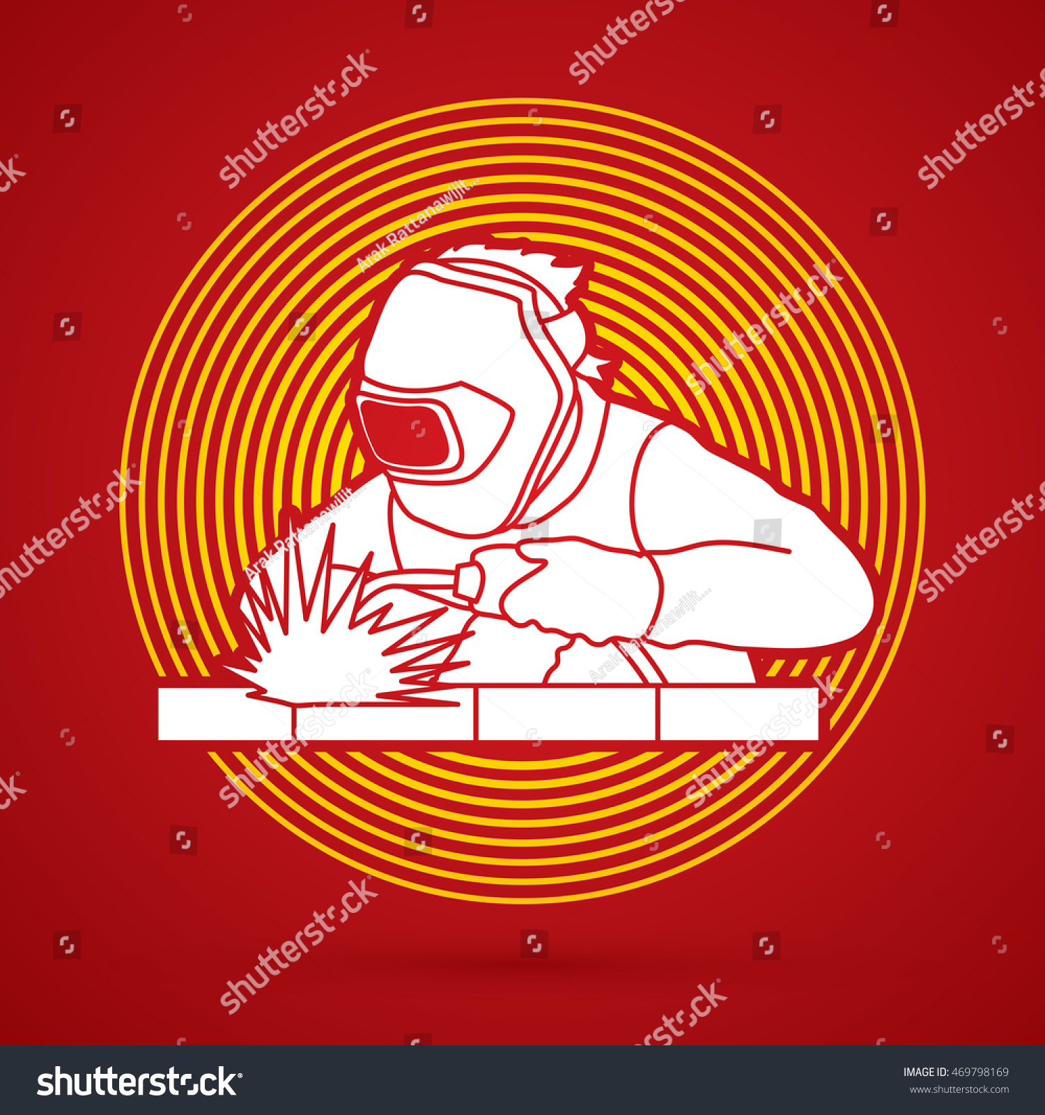 Welder Working Welding Designed On Circle Stock Vector (Royalty Free ...