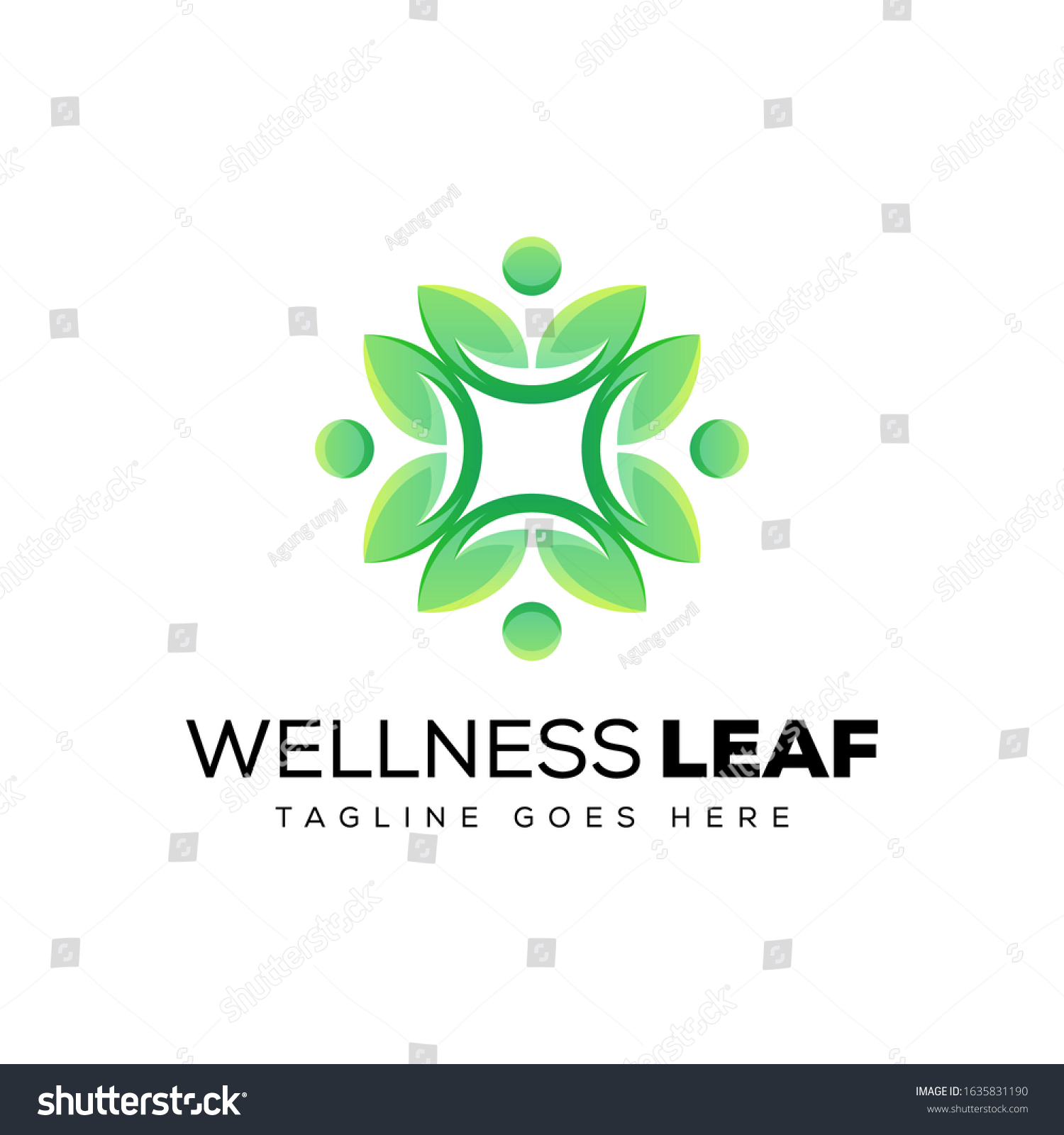 Wellness Leaf Logo Human Leaf Logo Stock Vector (Royalty Free) 1635831190