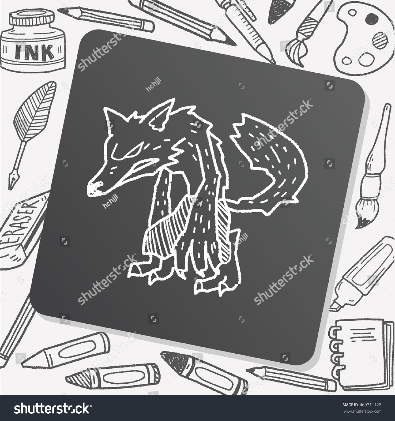 Werewolf Doodle: vector de stock (libre de regalías) 469311128