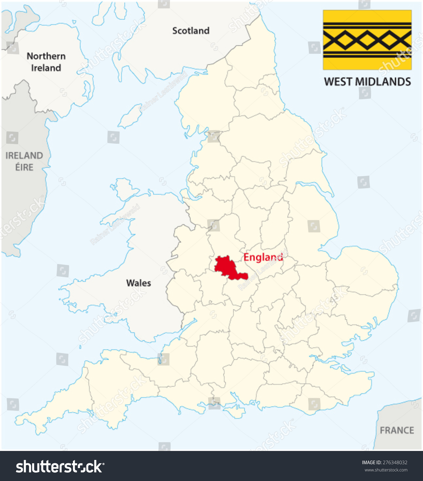 West Midlands County Map Flag Stock Vector (Royalty Free) 276348032 ...