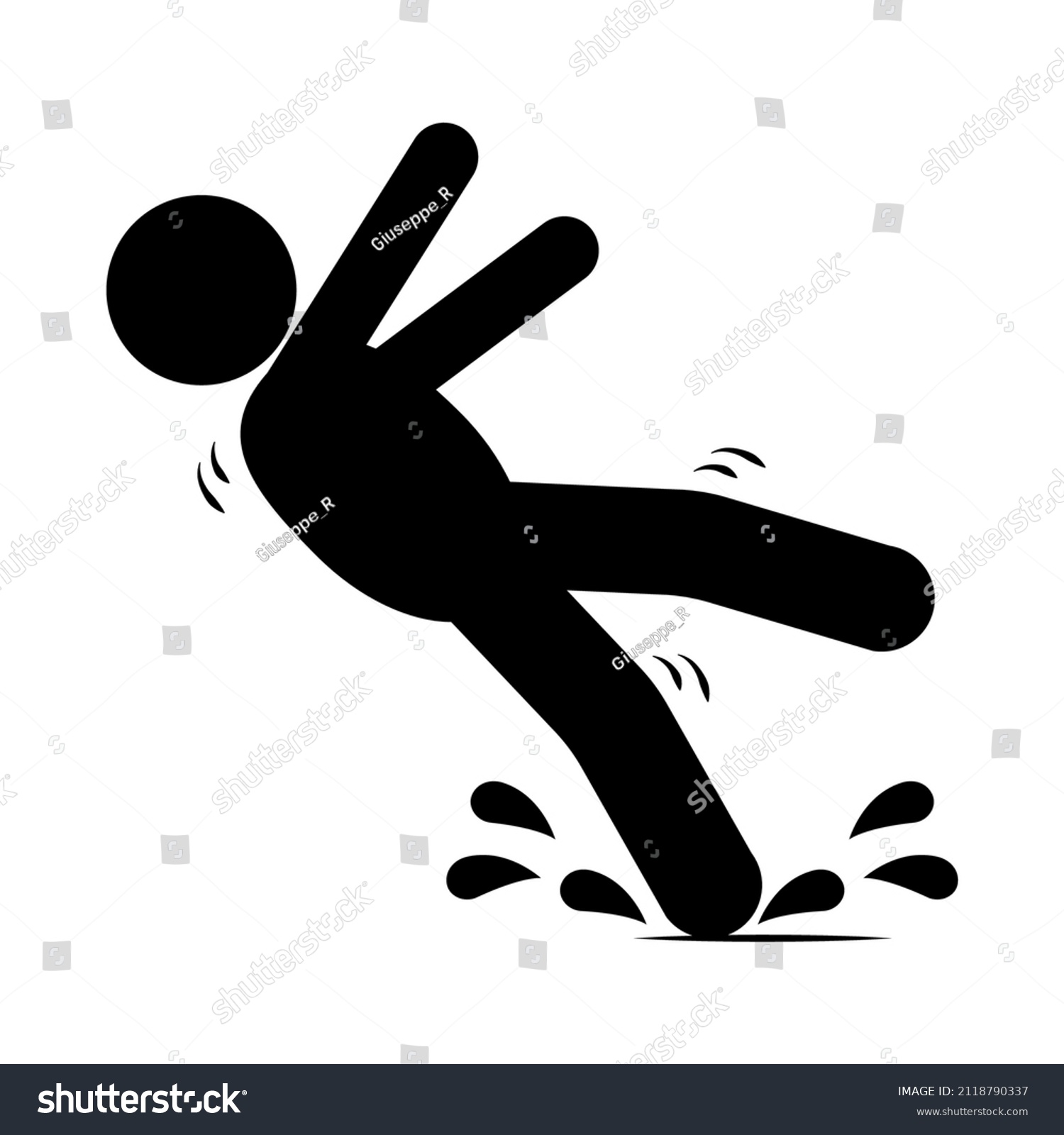 Wet Floor Fall Hazard Icon Stock Vector (Royalty Free) 2118790337 ...