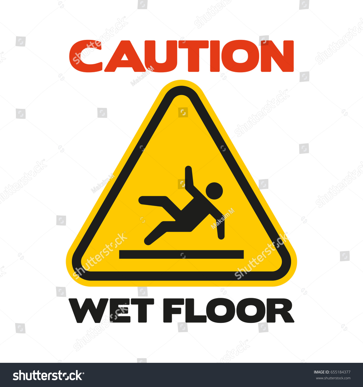 Vektor Stok Wet Floor Sign Vector (Tanpa Royalti) 655184377 | Shutterstock
