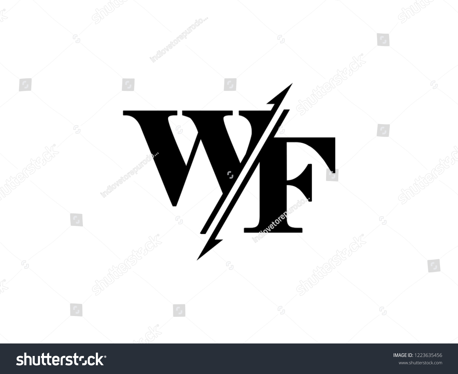 Wf Initials Logo Sliced Stock Vector (Royalty Free) 1223635456