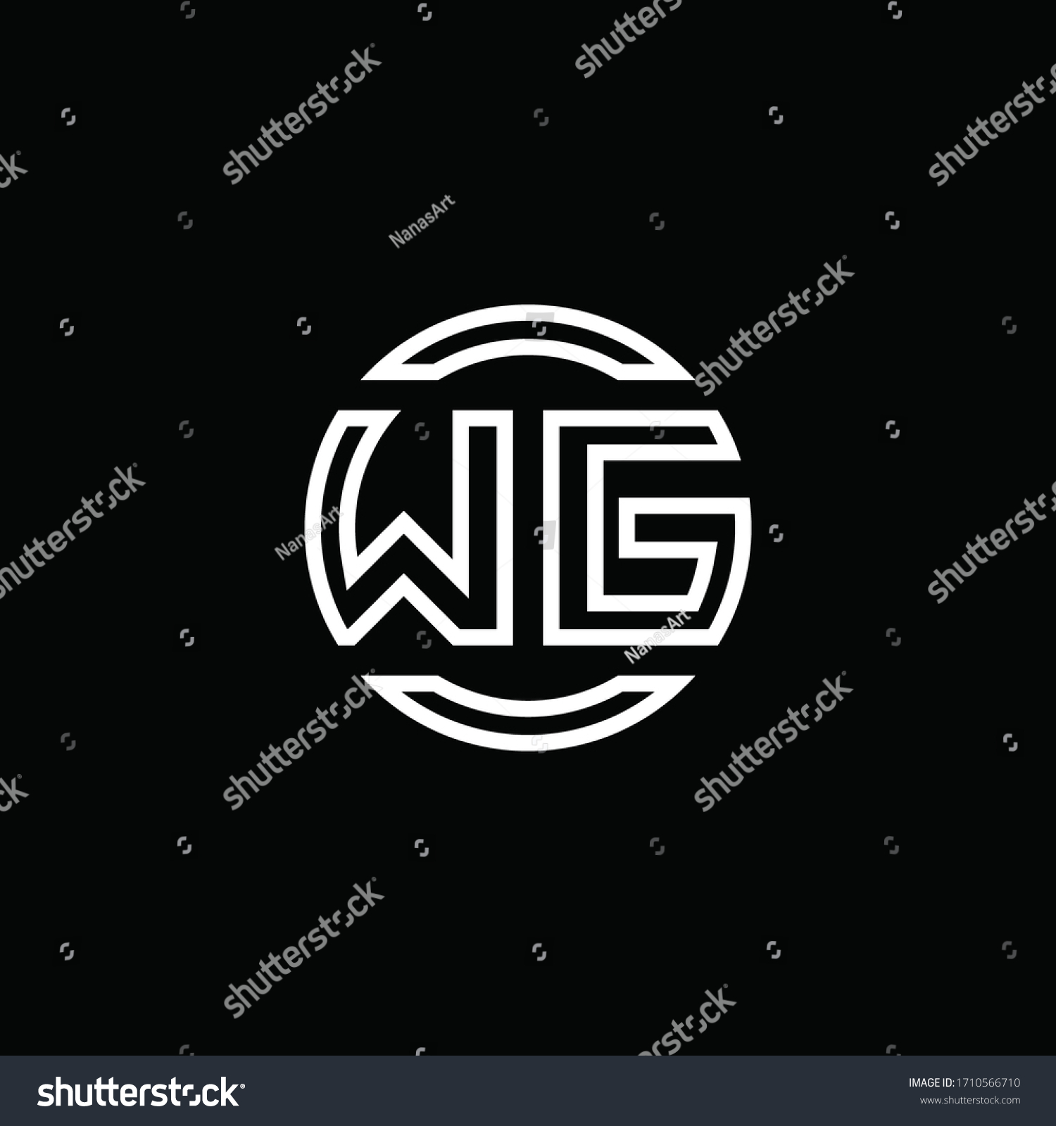 Wg Logo Monogram Negative Space Circle Stock Vector (Royalty Free ...