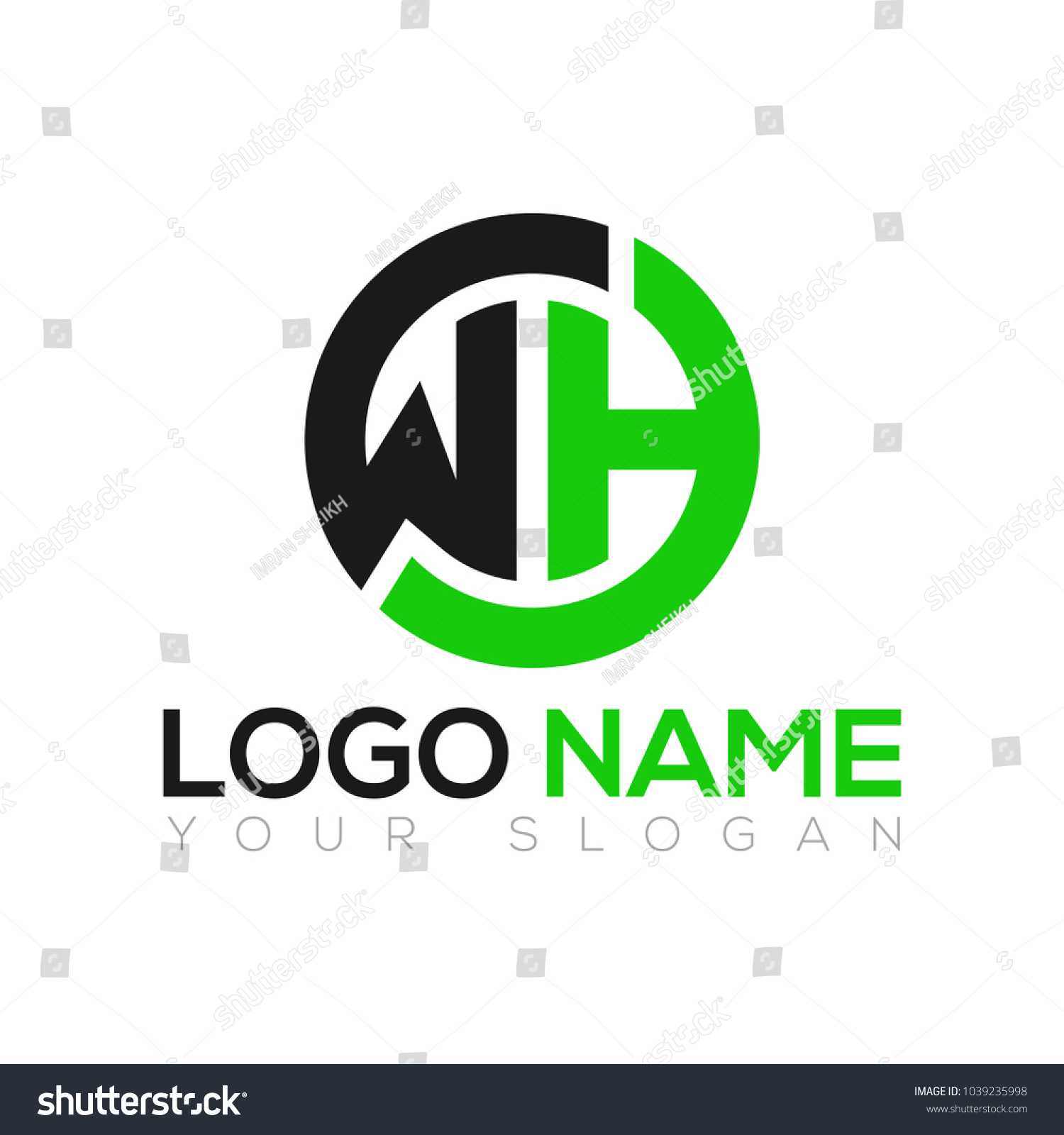 Wh Letter Logo Vector Eps Stock Vector (Royalty Free) 1039235998