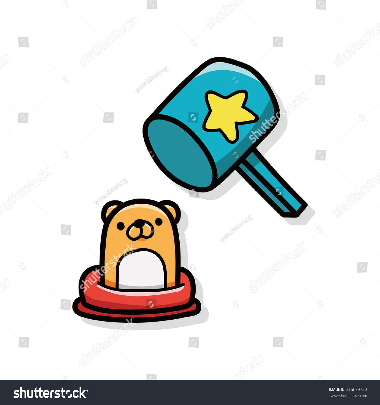 Whackamole Doodle Stock Vector (Royalty Free) 316679720