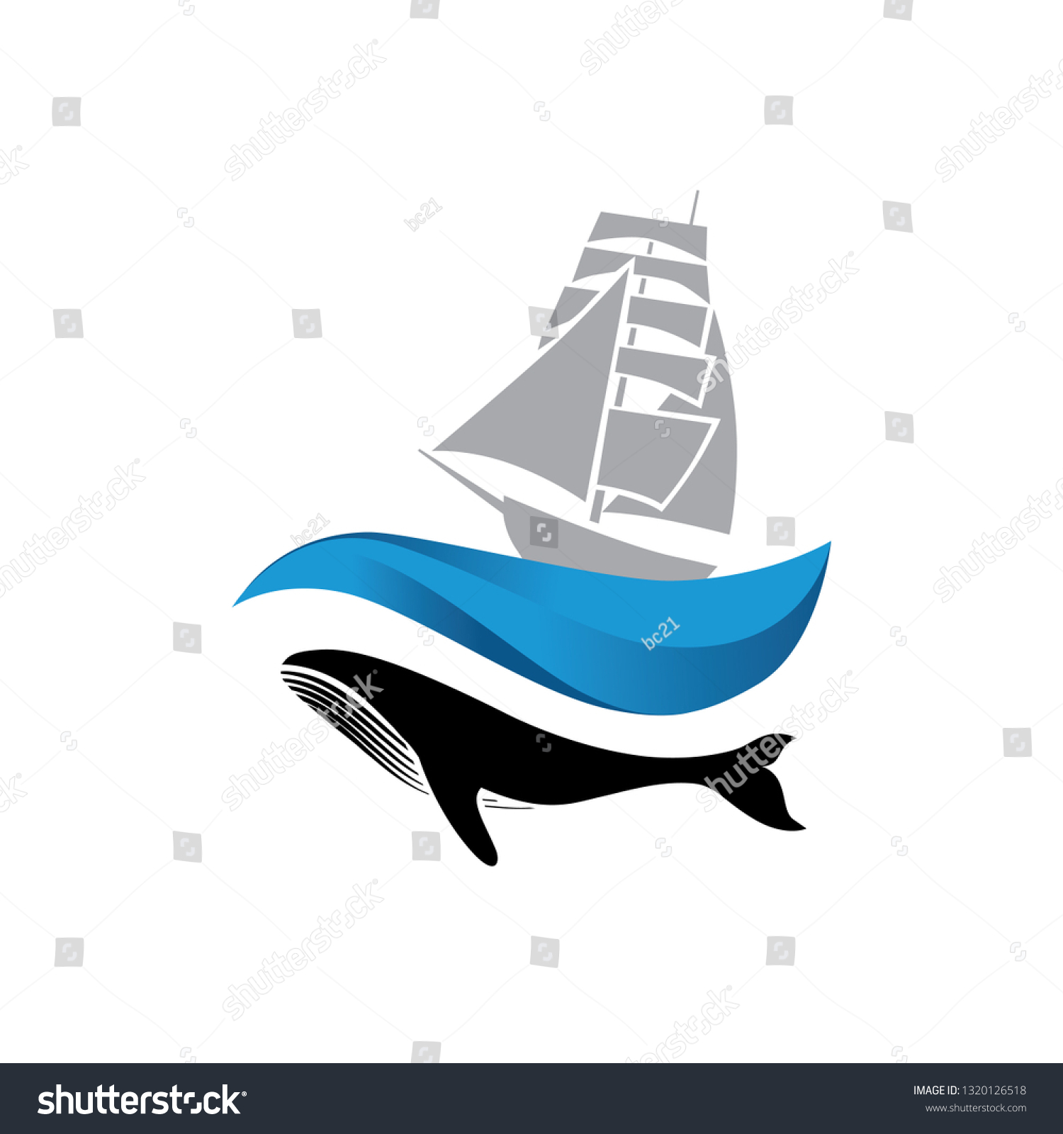 Whale Ship Vector Logo Icon Stock Vector (Royalty Free) 1320126518