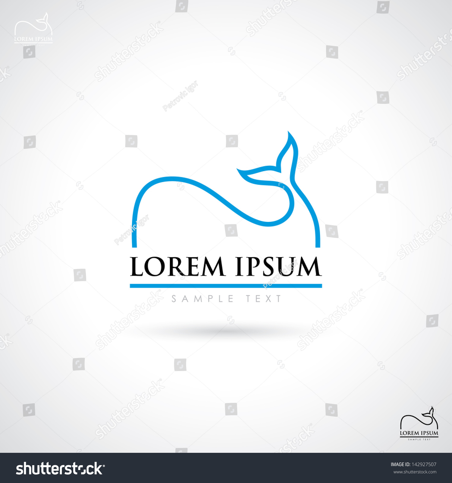 Whale Label Vector Illustration 스톡 벡터(로열티 프리) 142927507