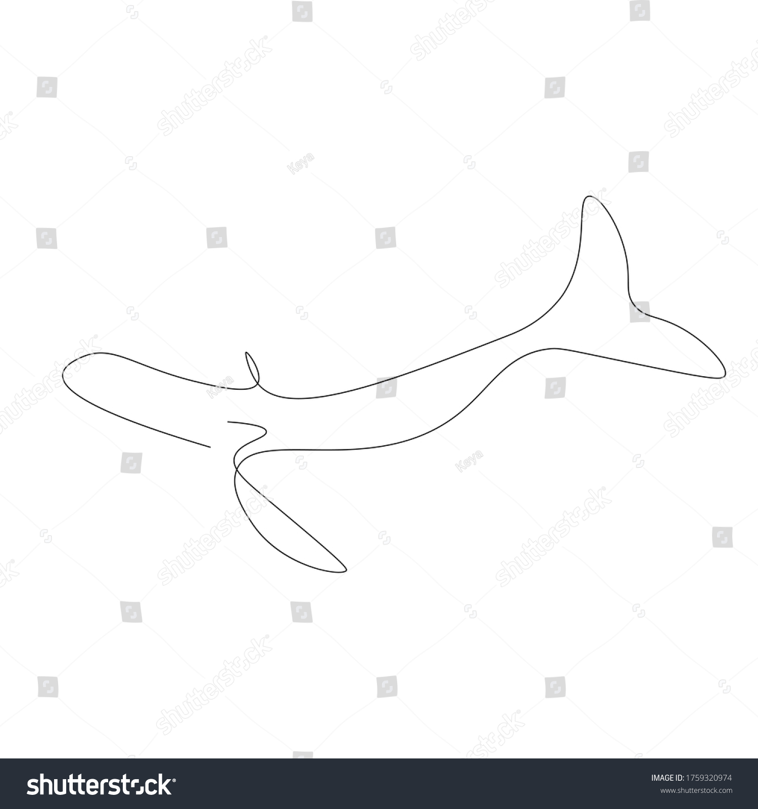 Whale One Line Drawing Vector Illustration Stock Vector (Royalty Free ...