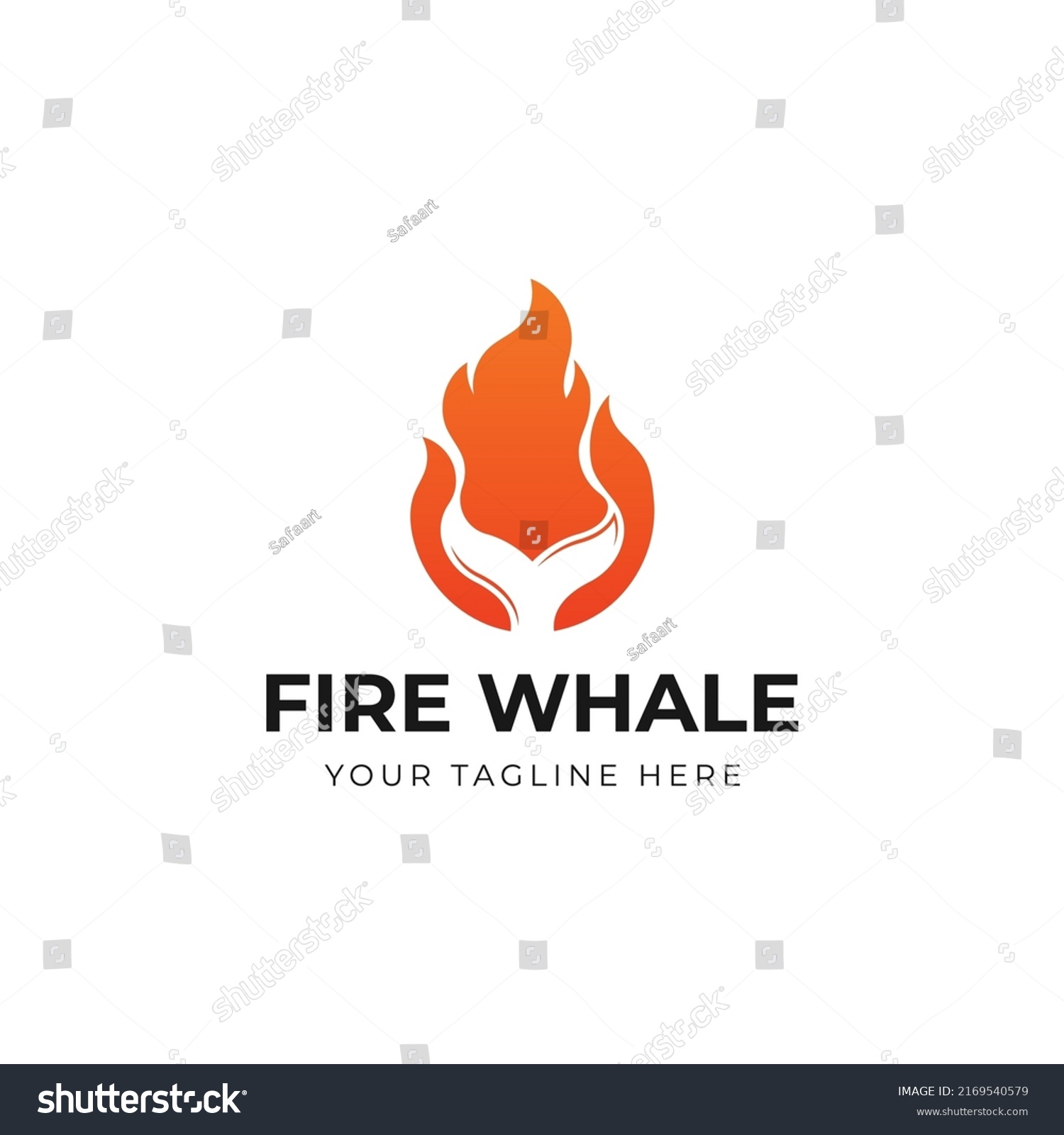 Whale Tail Fire Flame Logo Design Stock Vector (Royalty Free ...
