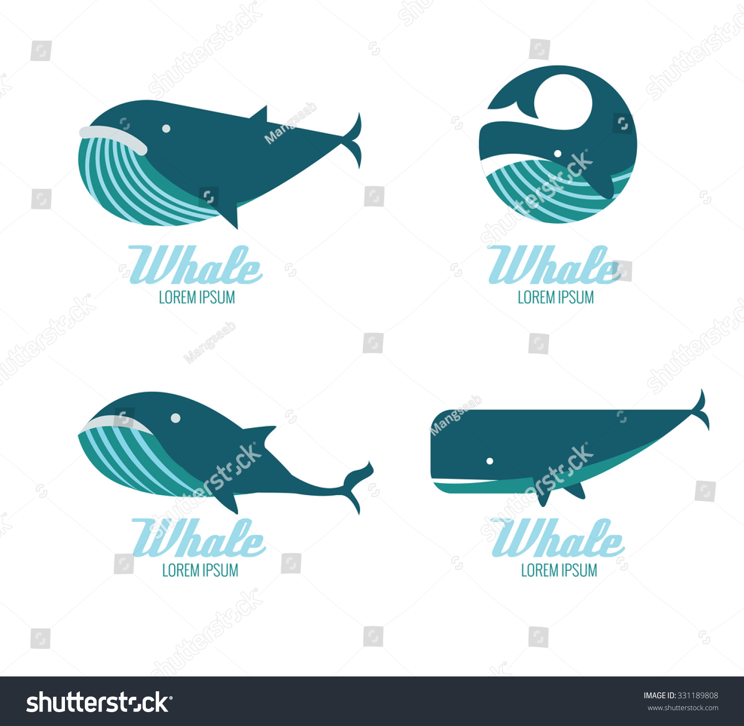 Whales Icons Flat Design Elements Vector Stock Vector (Royalty Free ...