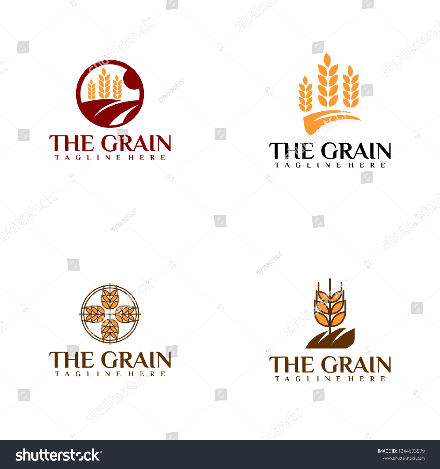 Wheat Grain Logo Design Stock Vector (Royalty Free) 1244693599 ...