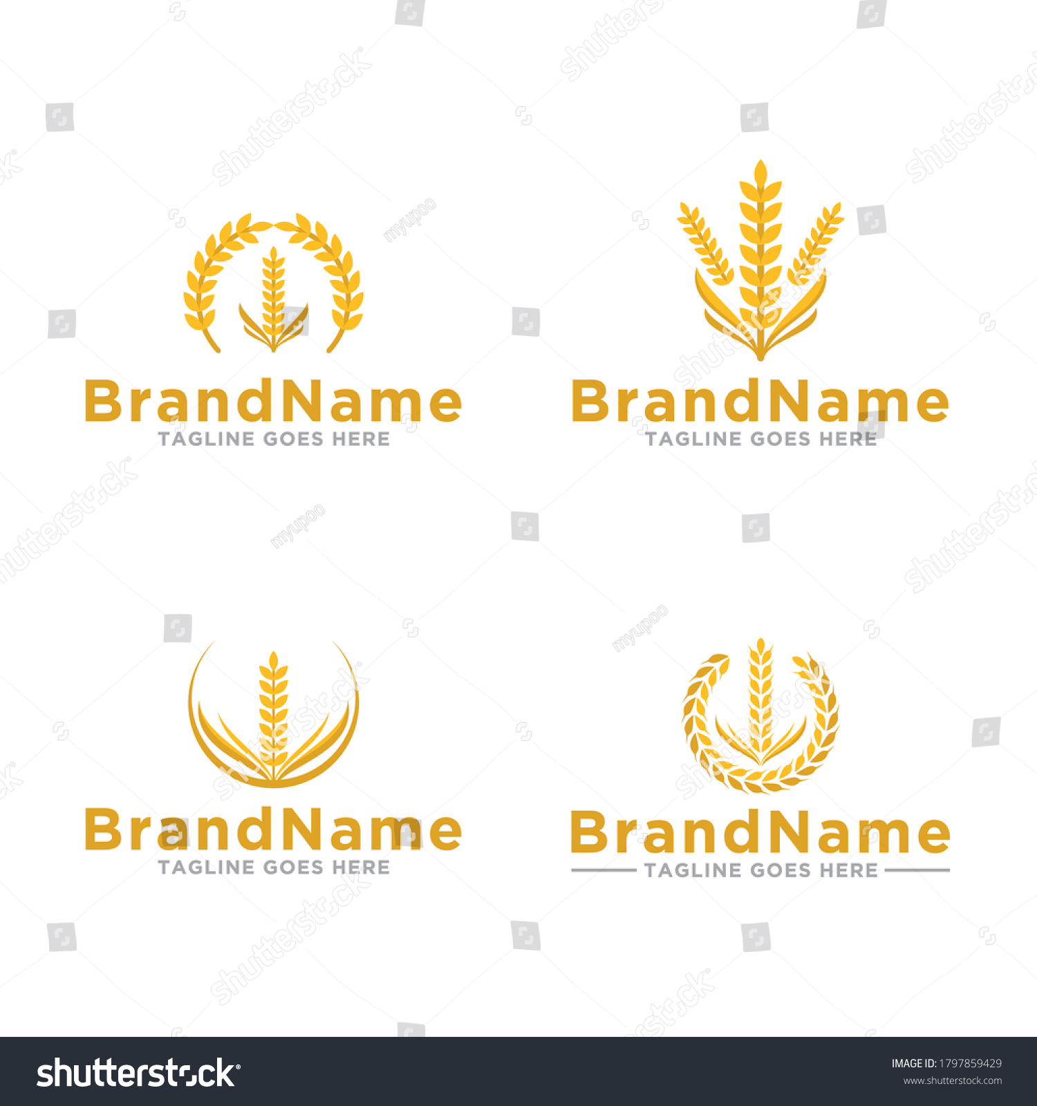 Wheat Logo Icon Vector Template Simple Stock Vector (Royalty Free ...