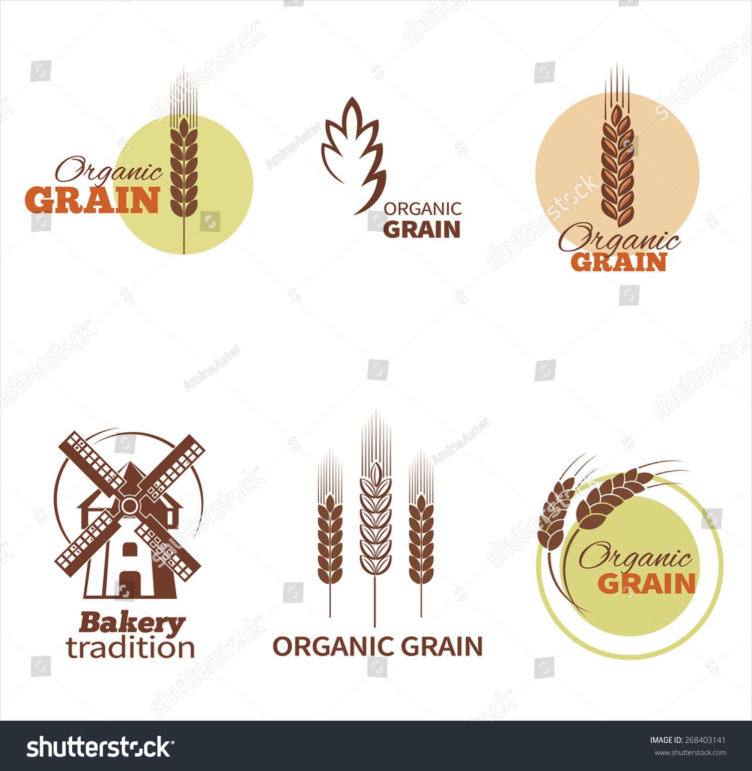 Wheat Symbols Labels Vector Design Elements Stock Vector 268403141 ...