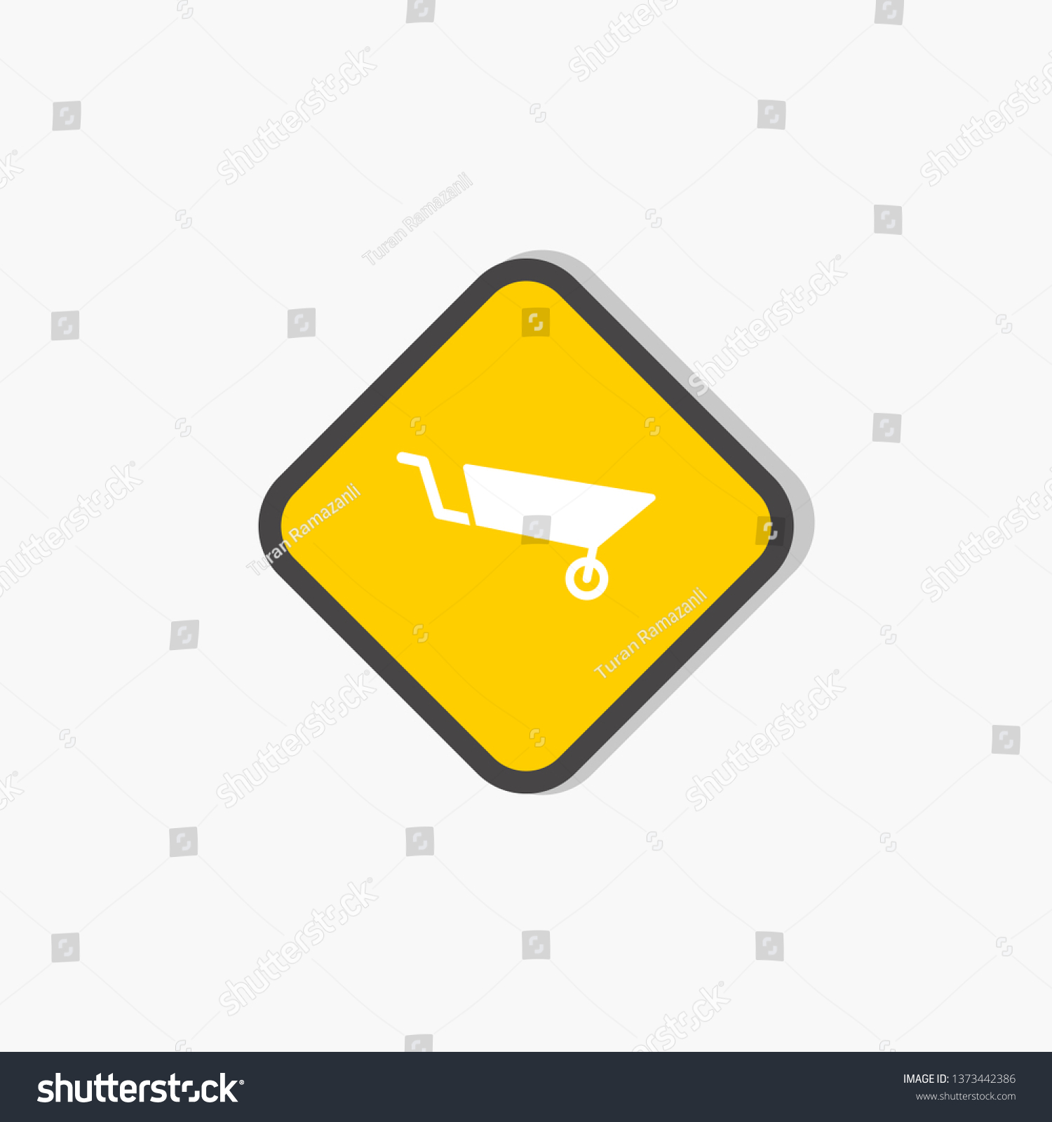 Wheelbarrow Icon Work Sign Stock Vector (Royalty Free) 1373442386 ...