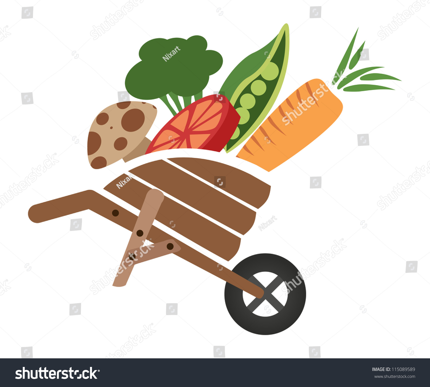 Wheelbarrow Produce Stock Vector (Royalty Free) 115089589 | Shutterstock