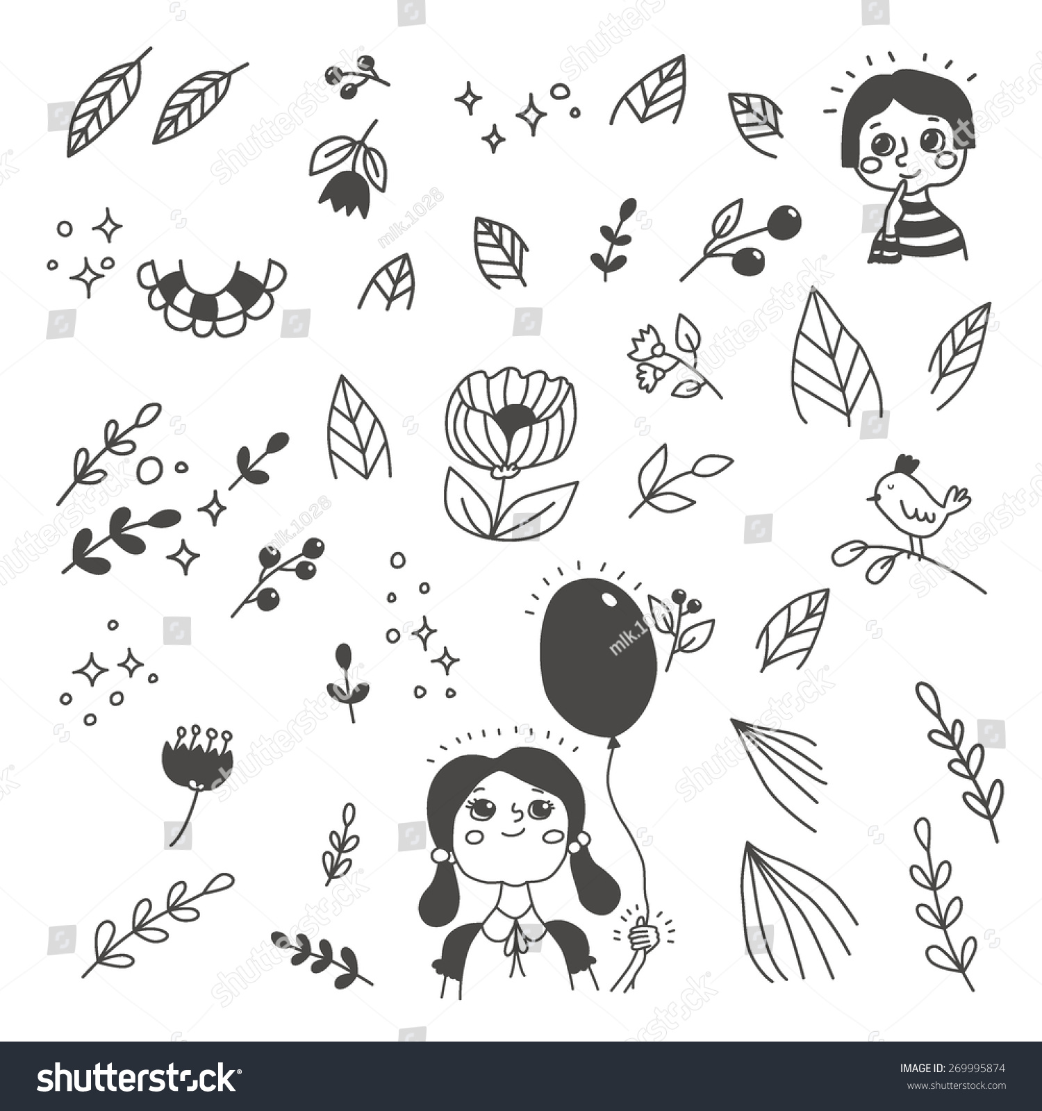 Whimsy Hand Drawn Doodles Vector Design Stock Vector (Royalty Free ...