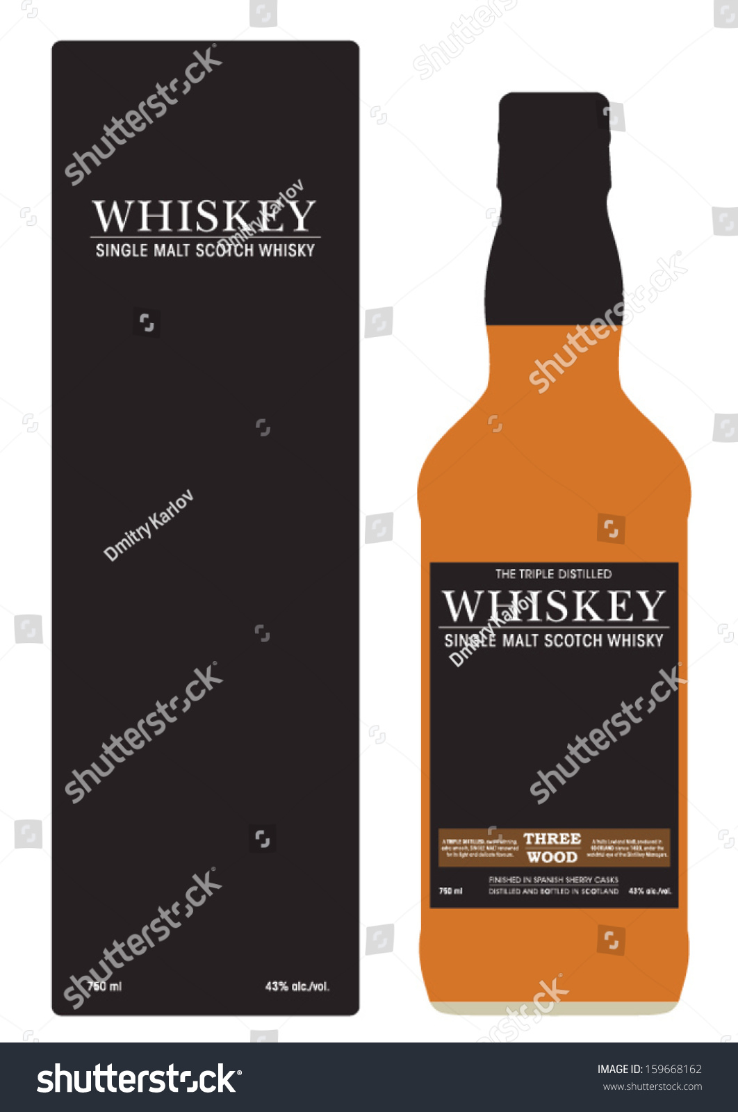 Whiskey Bottle Design Packaging Stock Vector (Royalty Free) 159668162