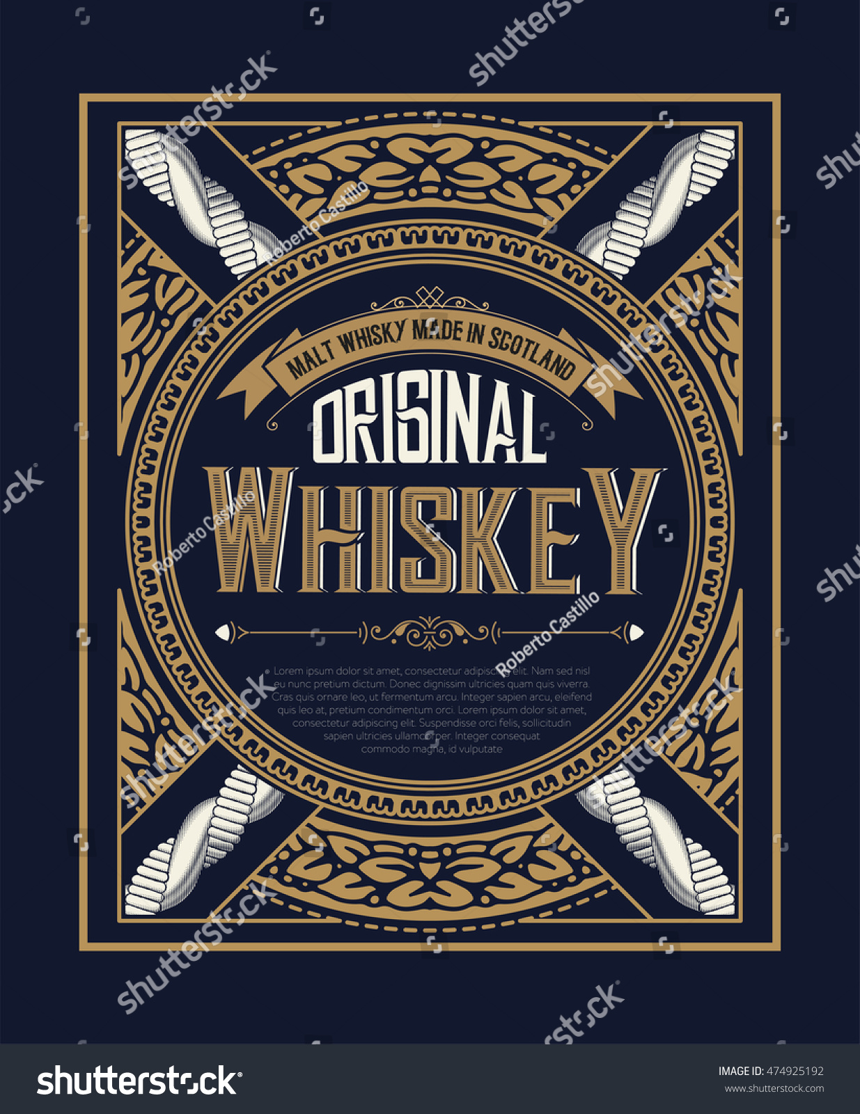 Whiskey Design Label Packaging Stock Vector (Royalty Free) 474925192